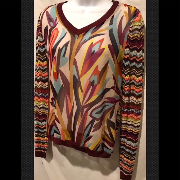 Missoni | Tops | Missoni Target Nwot Chevron Blouse Sweater Sheer ...